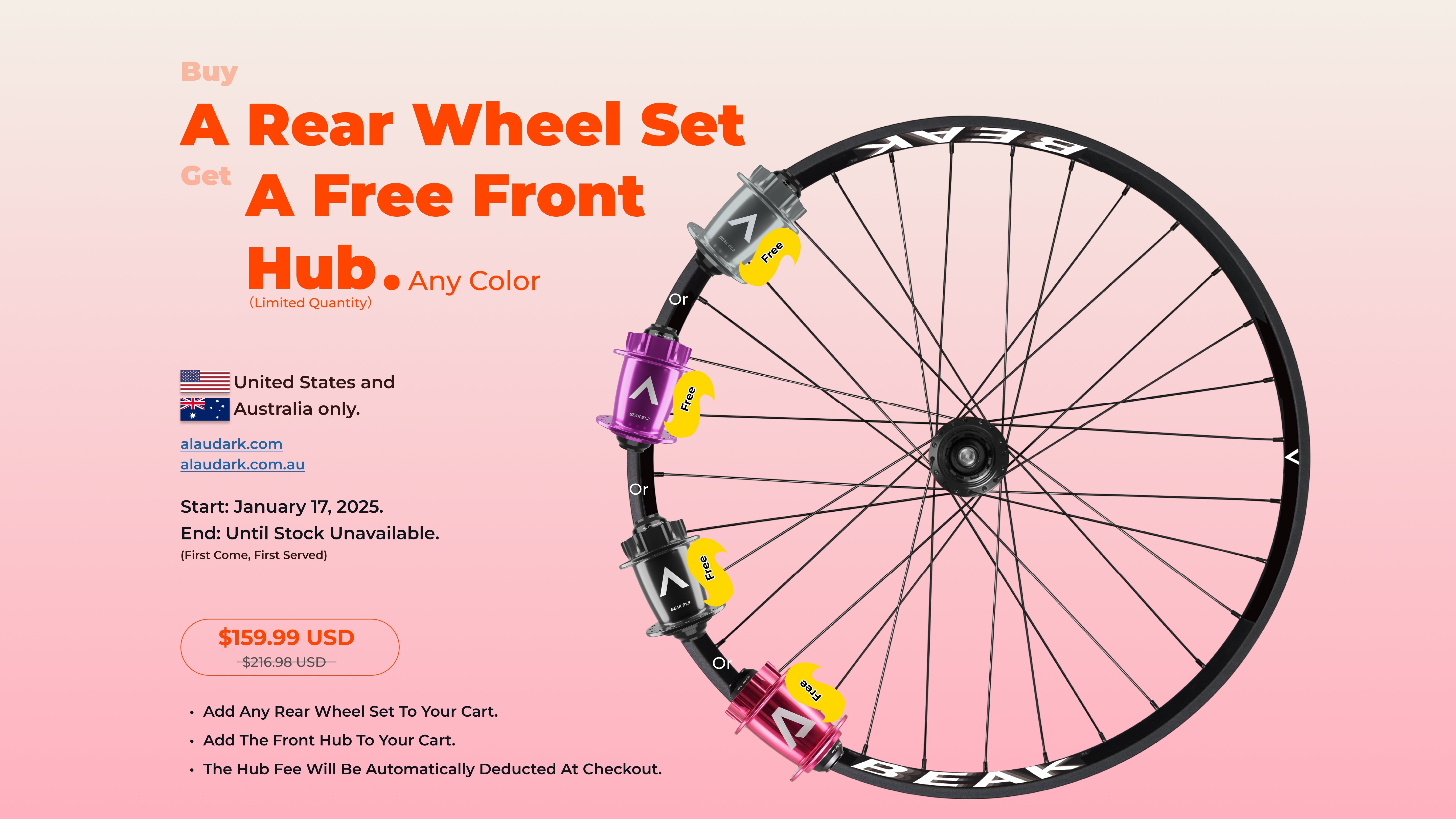 Buy a Rear Wheel Set, Get a Free BEAK E1.2 SS Front Hub (100mm/110mm, – ALAUDARK